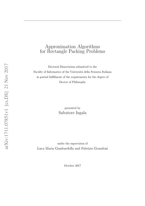 Pdf Approximation Algorithms For Rectangle Packing Problems Phd Thesis