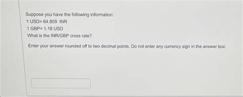 Solved Suppose You Have The Following Information