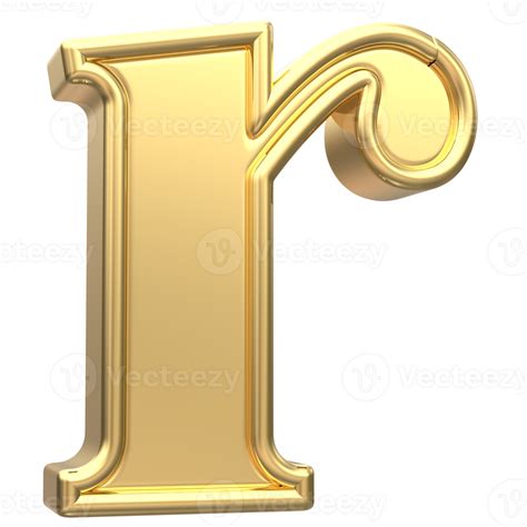 Gold R Font 3d Rendering 51302208 Png