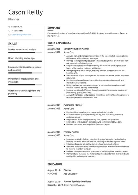 5 Planner Resume Examples That Work