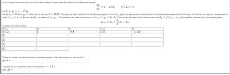 solved suppose that we use the improved euler s method to