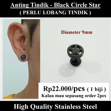 Jual Anting Tindik Cowok Pria Black Circle Star Shopee Indonesia
