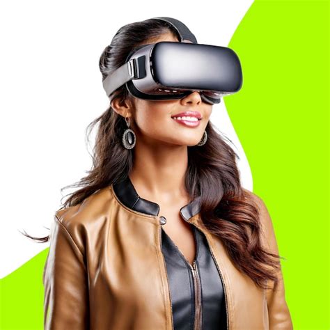 Beautiful Girl Wearing Vr Headset Premium Ai Generated Psd
