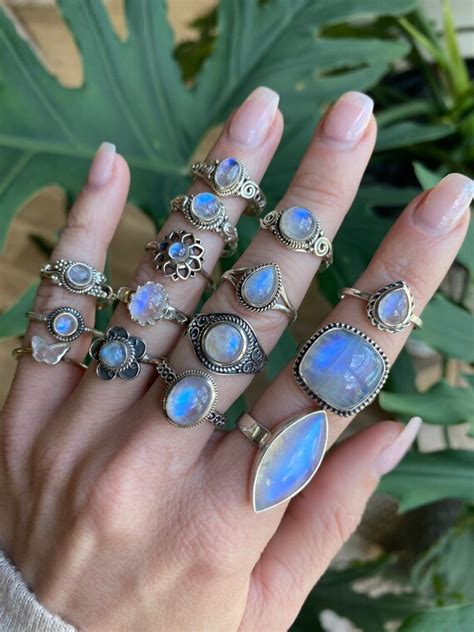 Rainbow Moonstone Ring 925 Silver Sterling Ring June Etsy
