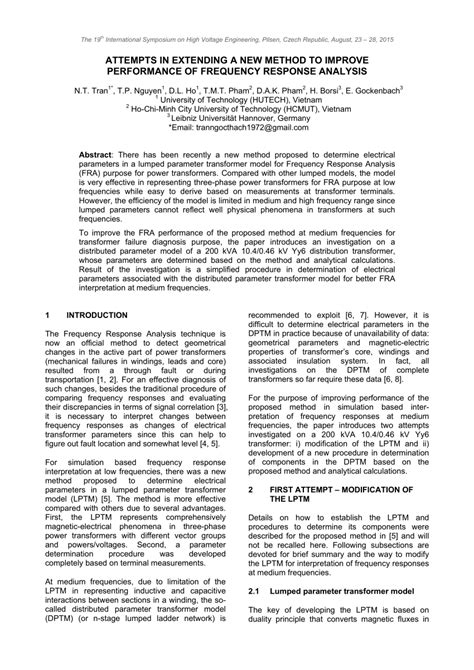 Pdf Attempts In Extending A New Method To Improve Performance Of Frequency Response Analysis