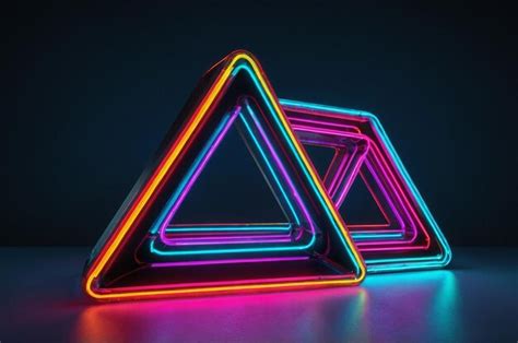 D Rendering Neon Triangle Premium Ai Generated Image