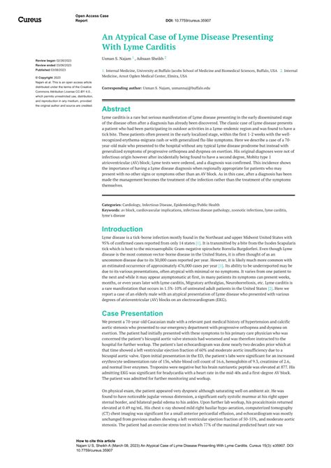 Pdf An Atypical Case Of Lyme Disease Presenting With Lyme Carditis