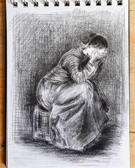 Mujer Sentada Sobre Una Cesta Con La Cabeza Entre Las Manos 1883 Van