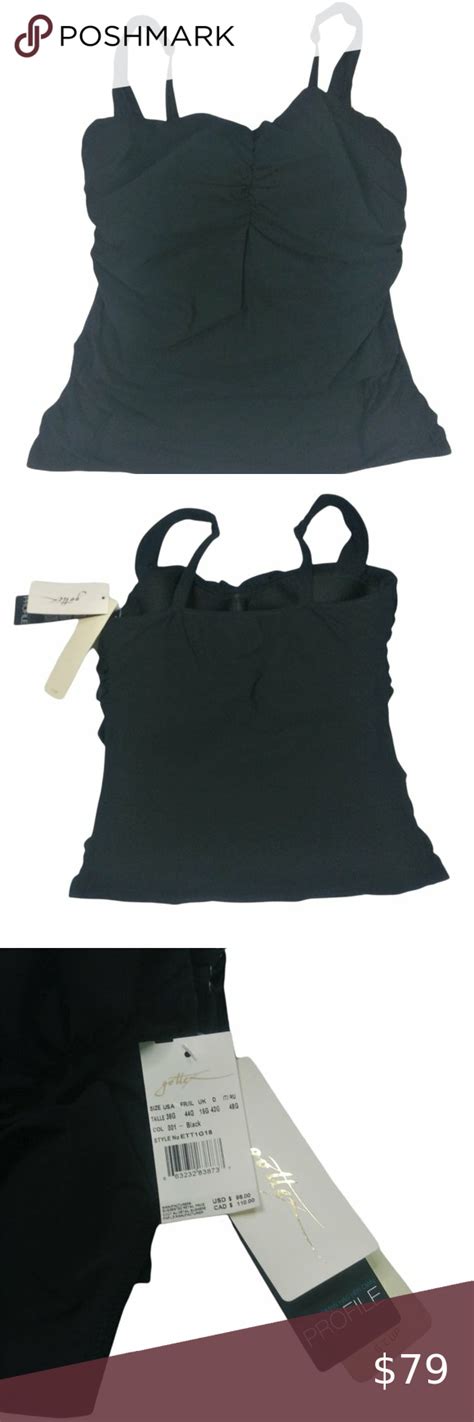 Profile By Gottex Tutti Frutti Black Underwire Tankini Swim Top Size