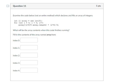 Solved Question 11 5 Pts Examine The Code Below Not An
