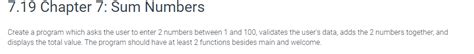 Solved Iy Chapter L Sum Numbers Create A Program Which Chegg