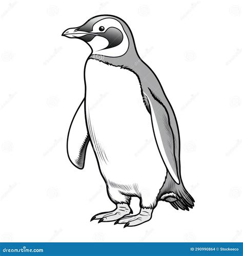 Dignified Penguin Print Black And White Block Print By Joe Rafter
