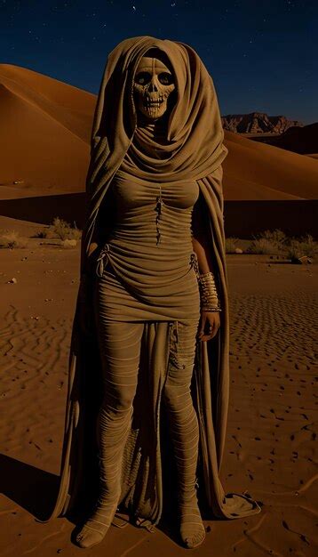 Premium Ai Image Scary Mummy In A Desert At Night