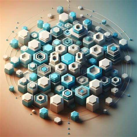 3d Rendering Abstract Background With Hexagons Digital Technology Concept Stock Illustration