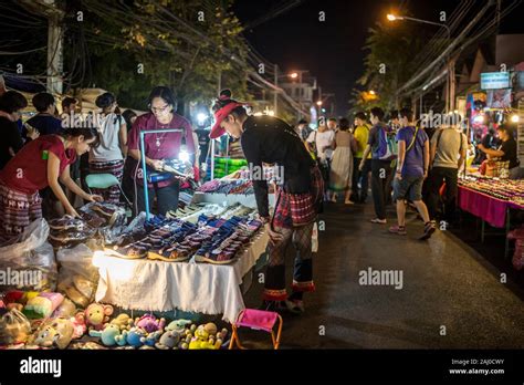 Chiang Mai Thailand January 17 2016 People At The Night Market In