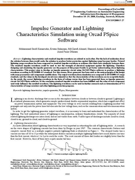 Impulse Generator And Lightning Characteristics Simulation Using Pspice Pdf Capacitor