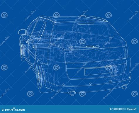 Concept Car Vector Rendering Of D Stock Vector Illustration Of Outline Transportation