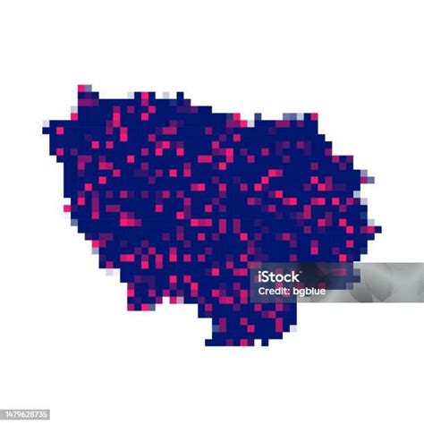 흰색 배경에 픽셀 단위의 일드프랑스 지도 일러스트레이션에 대한 스톡 벡터 아트 및 기타 이미지 일러스트레이션 파리 일 드 프랑스 0명 Istock