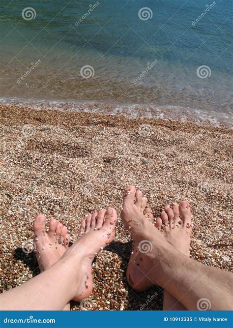 Two Pair Bare Foot Stock Image Image Of Tropical Froth 10912335