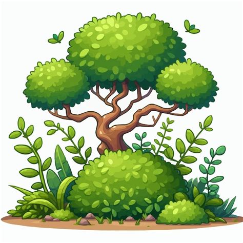 Vector Libre Un Arbusto Planta De Dibujos Animados Verde Vector Premium