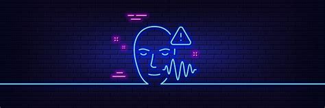 音声波線アイコンフェイススキャンサインネオンライトグロー効果ベクトル アイデンティティーのベクターアート素材や画像を多数ご用意