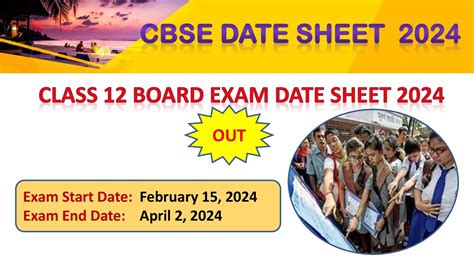 Cbse Date Sheet 2024 For Class 12 Board Exam 2024 Revised