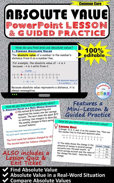Absolute Value Powerpoint Lesson And Guided Practice Distance