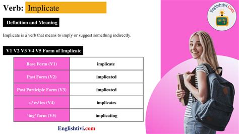 Implicate V1 V2 V3 V4 V5 Base Form Past Simple Past Participle Form Of Implicate Englishtivi
