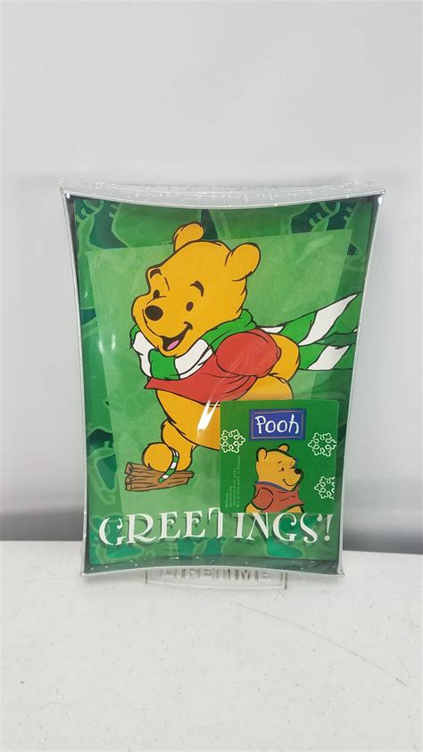 Vintage Disneys Winnie The Pooh Ice Skating Christmas Cards Boxednew