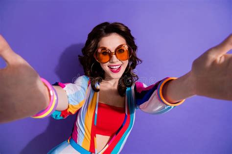 Photo Of Excited Funky Girl Dressed Striped Overall Dark Eyewear