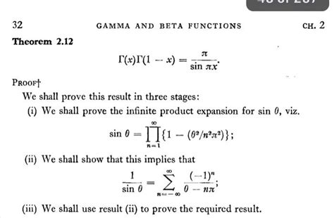32 Gamma And Beta Functions Theorem 212