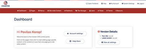 Coaster Cms Laravel 5 3 Based System With Context