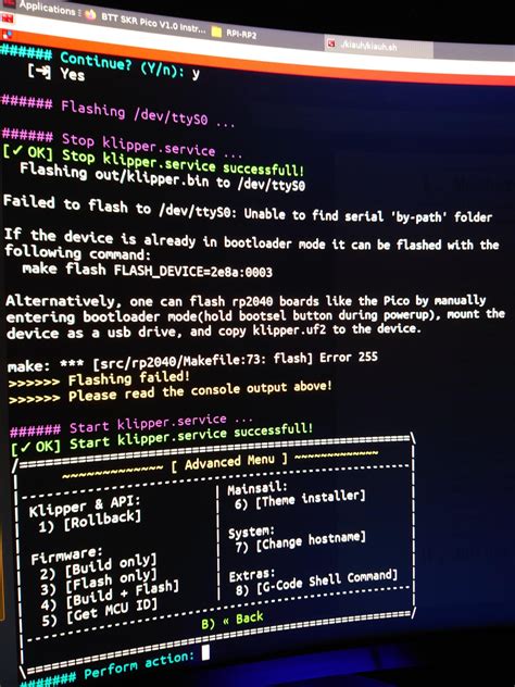 Im Using Kiauh To Flash Klipper Firmware Onto My Btt Skr Pico Over