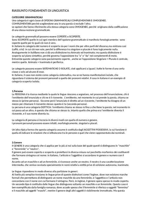 Riassunto Manuali Glottologia Docsity