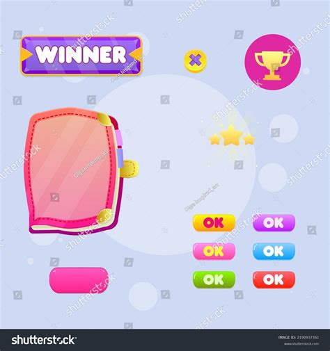 Set Book Game Ui Pop Reward Stock Vector Royalty Free 2190937361