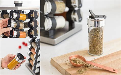 Orii 20 Jar Bamboo Spice Rack With Spices Included