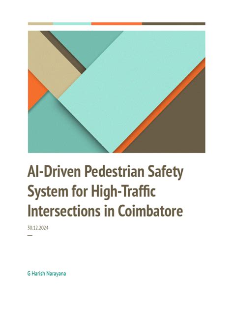 Ai Driven Pedestrian Safety System For High Traffic Intersections In Coimbatore Project Abstract