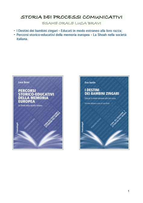 Storia Dei Processi Comunicativi E Formativi Luca Bravi Riassunto