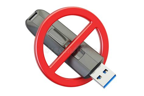 Forbidden Sign With USB Flash Drive D Rendering Stock Illustration Illustration Of