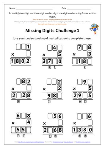 Ks2 Y4 Y5 Written Multiplication 3 Digit X 1 Digit Includes Missing