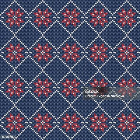 니트 텍스처 벡터 패턴입니다 겨울 배경입니다 크리스마스 못생긴 스웨터 디자인입니다 노르웨이 페어 아일 스타일 스톡 일러스트레이션 뜨개질 이음새가 없는 본 크리스마스를 위한