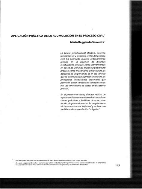 Aplicación Práctica De La Acumulación En El Proceso Civil Mario