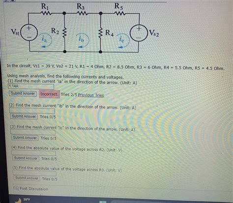 Solved In The Circuit Vs139 Vvs221
