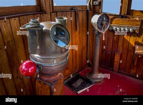 Old Brass Compass Binnacle With Iron Correcting Spheres At Each Side At