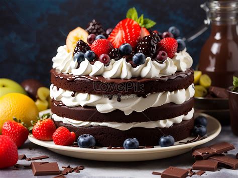 Free Photo Chocolate Cake With Whipped Cream And Fruits Imagem Grátis