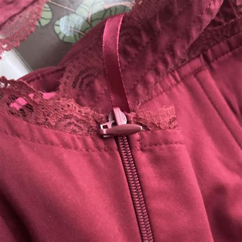 Vintage Red Lace Up Corset Top With Frilly Lace Depop