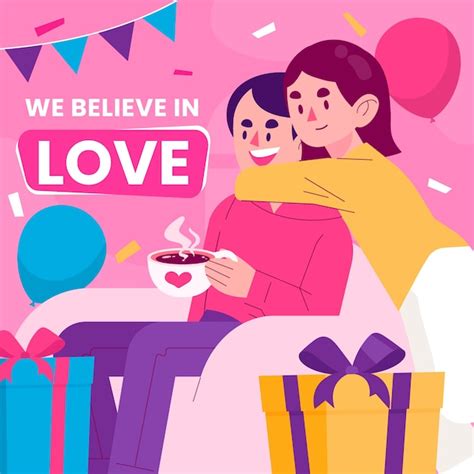 Плоская иллюстрация ко дню святого валентина Бесплатно векторы