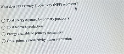 Solved What Does Net Primary Productivity Npp