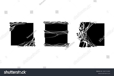 Set Black Square Explode Shapes Cube Stock Vector Royalty Free