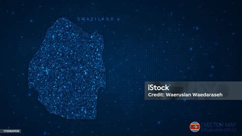 Eswatini Or Swaziland Map Modern Design With Polygonal Shapes On Dark Blue Background Business